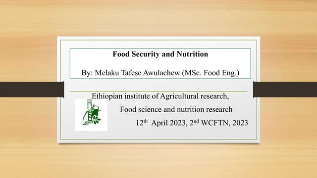 Role of Biotechnology in Food Insecurity | PPTX