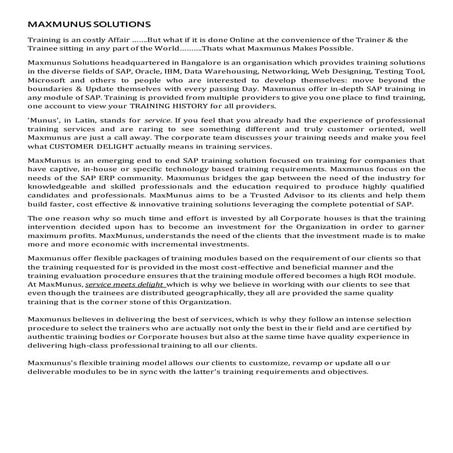 MaxMunus Online Training | DOCX