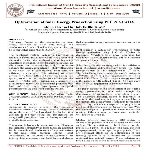 Optimization of Solar Energy Production using PLC and SCADA | PDF ...