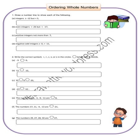 2ใบกิจกรรมordering whole numbers | PDF