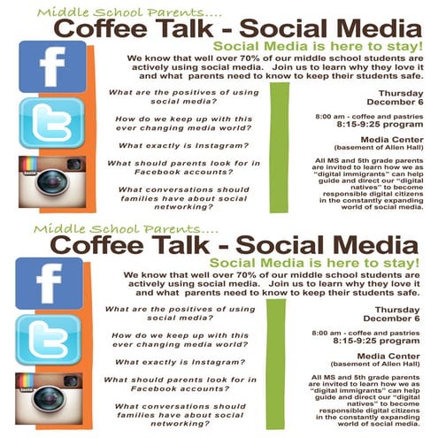 2 page flyer for social media middle school coffee talk | PDF