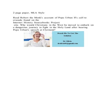2 page paper, MLA StyleRead Robert the Monks account of Pope Ur | DOCX