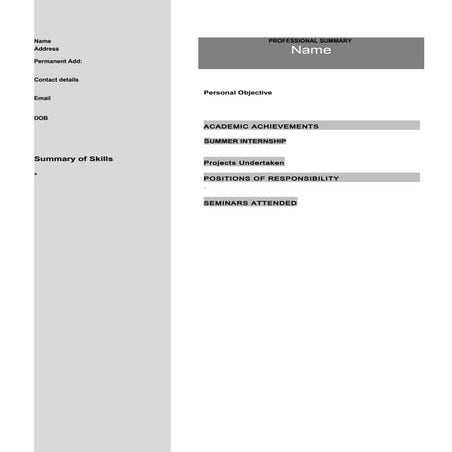 resume formate | DOC | Resume Writing and Advice | Job Search