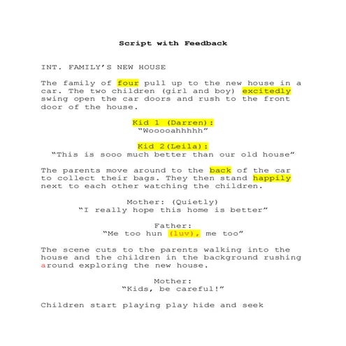 2 page script with feedback | DOCX