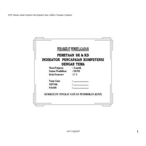 [2] pemetaan sk & kd tematik 1 | DOC