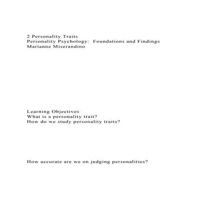 2 Personality TraitsPersonality Psychology Foundations and F.docx