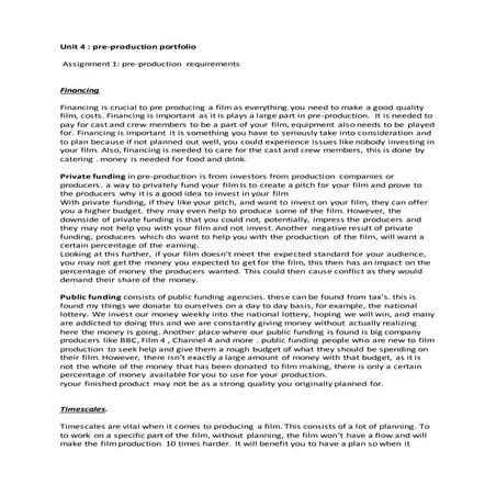Unit 4 pre-production portfolio | DOCX