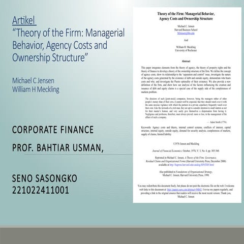2_Presentasi Jurnal - Jensen & Meckling_Theory of the Firm_Corp Finc_.pptx