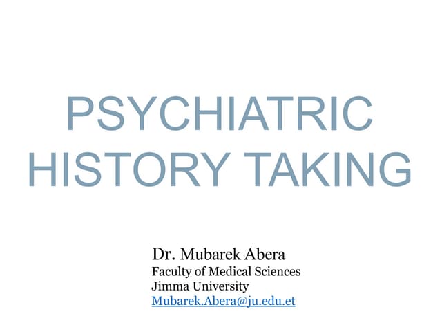 History collection format in psychiatric Nursing (Courtesy Department ...