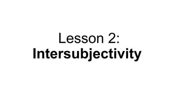 Intersubjectivity: Human Relations | PPTX