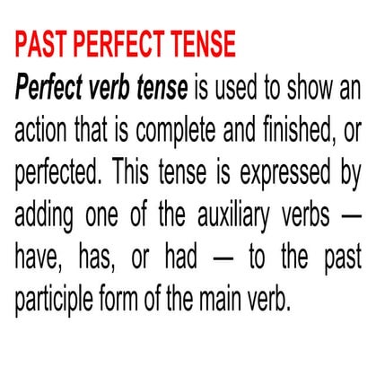 ENGLISH 5 PAST PERFECT TENSE by MONICA Mendoza | PPT