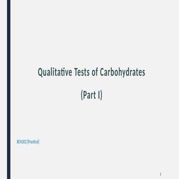 Qualitative analysis of carbohydrates | PPTX