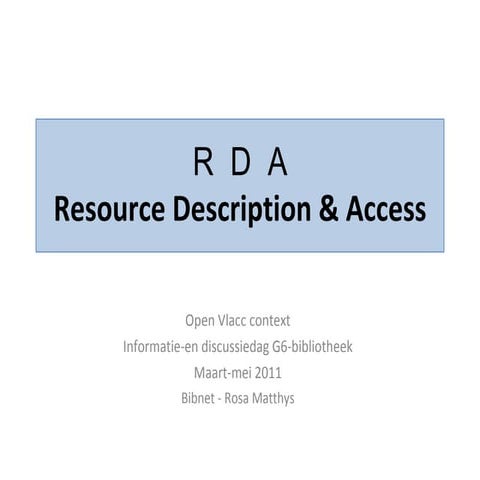 RDA Open Vlacc internationale context | PPT | Databases | Computer Software and Applications