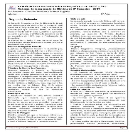 História do Segundo Reinado Brasileiro | PDF