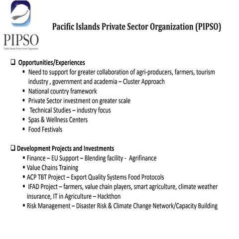 Samoa Agritourism Policy Setting Workshop 2016: Mereia Volavola (PIPSO ...