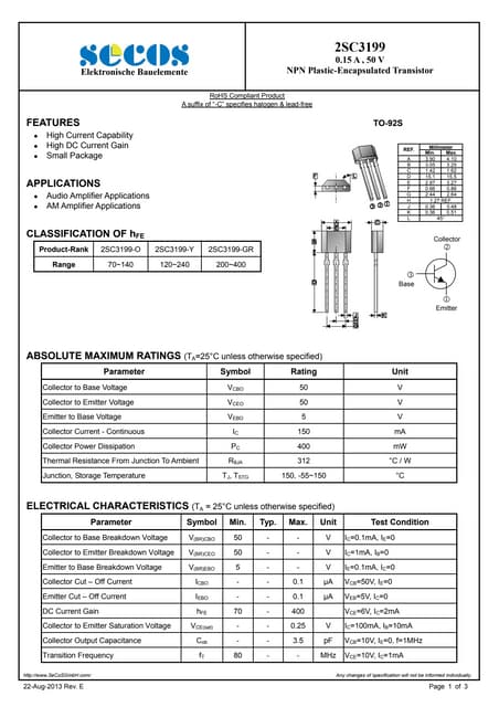 Original Transistor PNP KTA1266-Y A1266 1266 TO-92 New | PDF