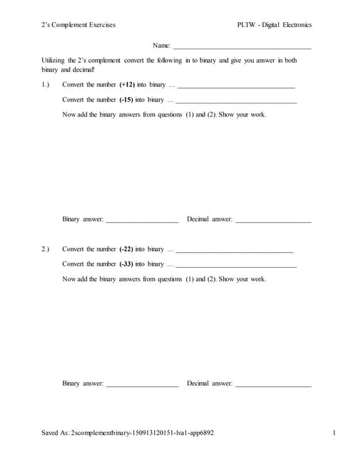 2s Complement Binary Pdf