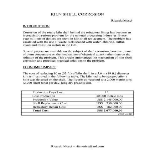 Kiln Shell Corrosion | PDF