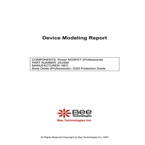 SPICE MODEL of 2SJ494 (Professional+BDP Model) in SPICE PARK | PDF | Computer Software and ...