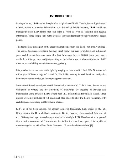 Li-Fi Project Report | PDF | Computer Networking | Computing