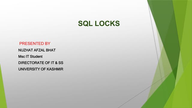 Sql Locks Presentation Ppt