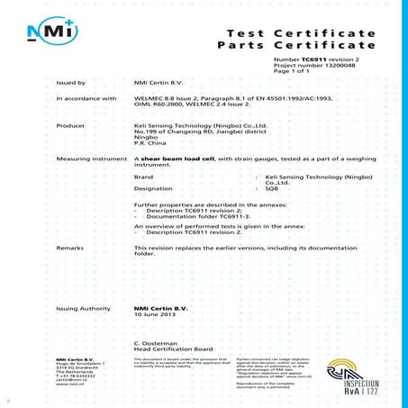 2 test certificate | PDF