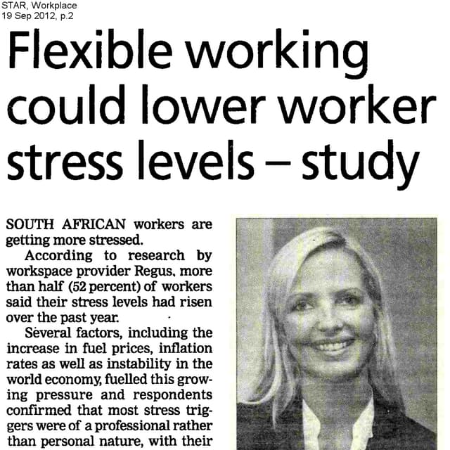 The star workplace - Flexible working could lower worker stress levels ...