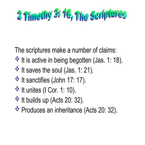 2 Timothy 3 16, the Scriptures.ppt, about the importance of studying ...