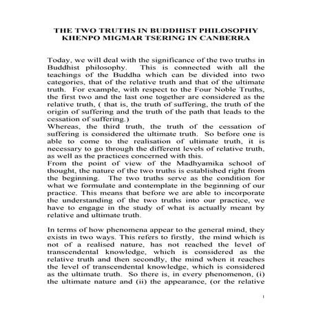 2 truths | PDF | Buddhism | Religion & Spirituality