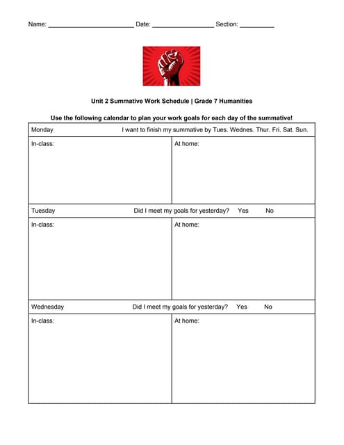 Student responsibility card | PDF