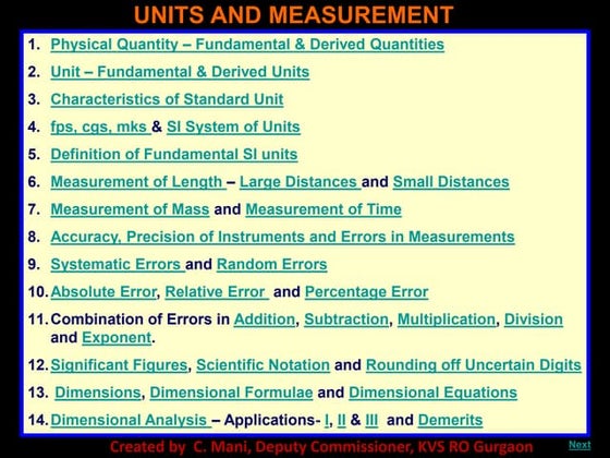 Unit-1 : Units and Dimensions | PPT