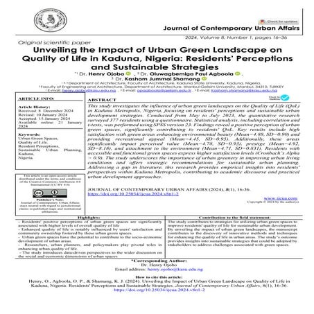 Unveiling the Impact of Urban Green Landscape on Quality of Life in ...