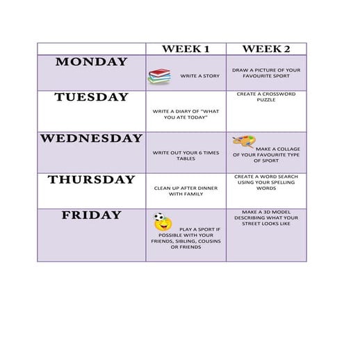 2 Week Homework Grid for Class 4S | PDF