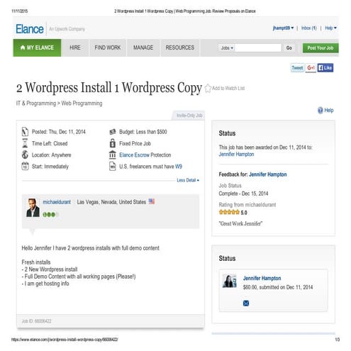 2 wordpress install 1 wordpress copy web programming job1 | PPT