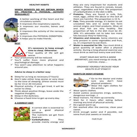 WORKSHEET HEALTHY HABITS | DOCX