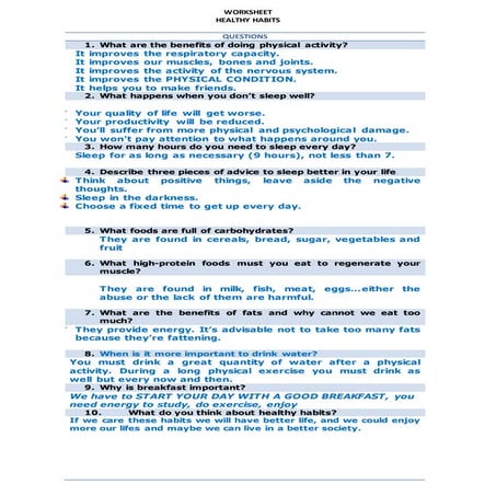 Healthy habits worksheet | DOCX