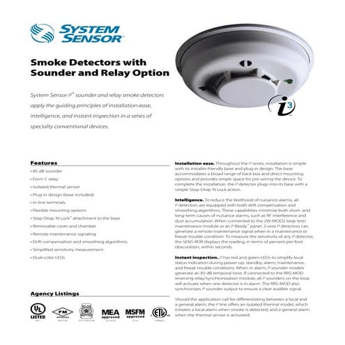 System Sensor 2WTR-B Data Sheet | PDF