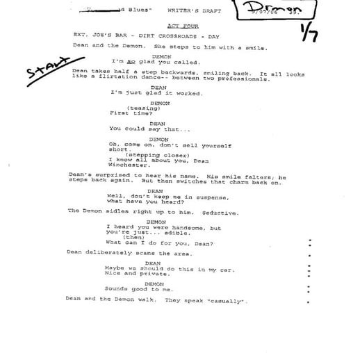 Supernatural 2.08 Crossroad Blues Casting Sides for Crossroads Demon | PDF