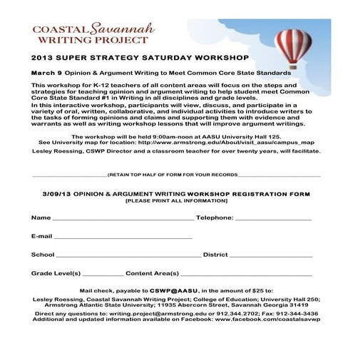 Opinion & Argument Writing Workshop registration | PDF