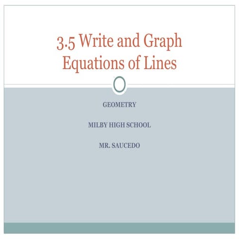 3.5 write and graph equations of lines | PPT