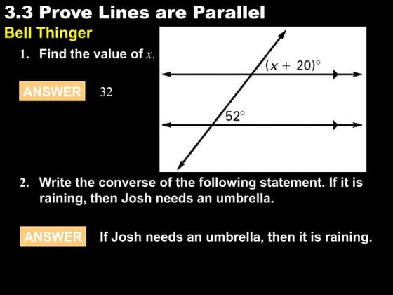 3 3 Part 2 Proving Lines Parallel | PPTX | Physics | Science