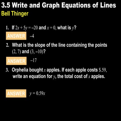 3.5 write and graph equations of lines | PPT