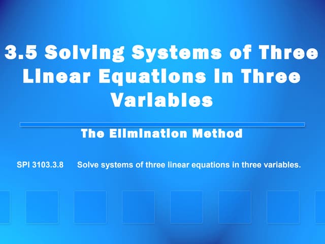 Systems of 3 Equations in 3 Variables | PPTX