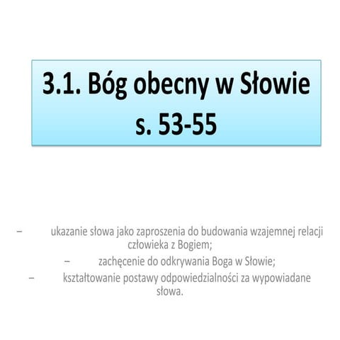 3.1. bóg obecny w słowie | PPTX