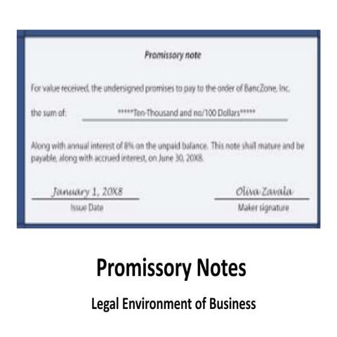 Promissory notes - Legal Environment of Business - Business Law - Manu ...