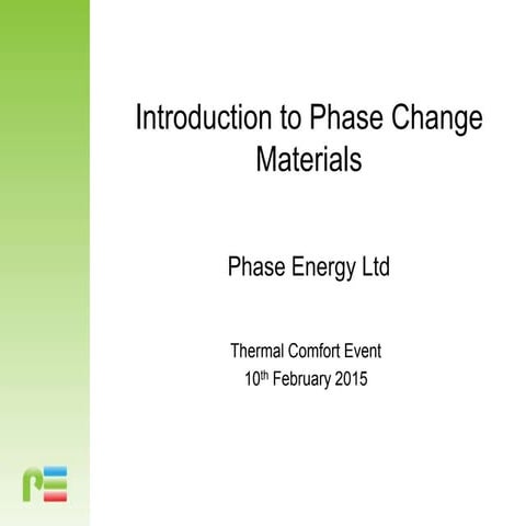 Introduction to Phase Change Materials #PSBPcomfort | PPTX