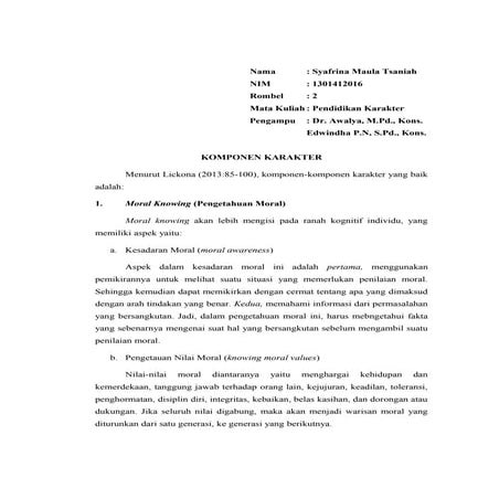 komponen karakter | DOC