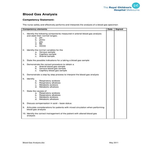 blood gas analysis | PDF