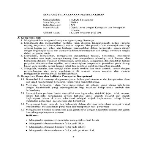 3. sma kelas x rpp kd 3.3; 4.1; 4.3 glb;glbb (karlina 1308233) final | PDF