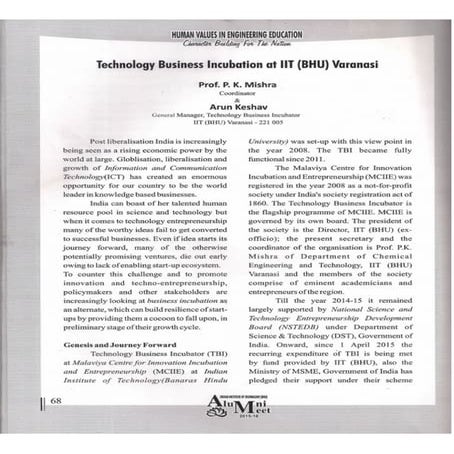 incubation at iit bhu | PDF